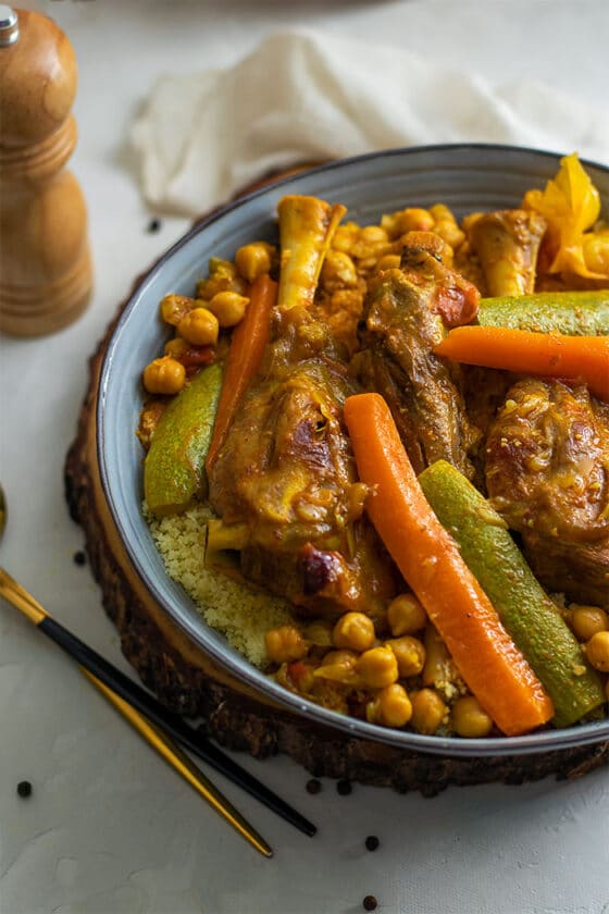 Authentic Moroccan Couscous (Hearty Meal with Lamb Shanks)