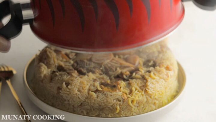 Maqluba: Fluffy Rice with Tender Meat and Veggies